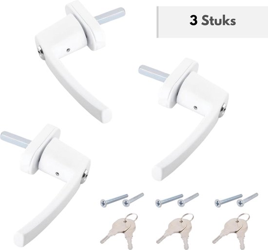 Afsluitbare raamkruk - 3 stuks - Inclusief sleutel en schroeven ...