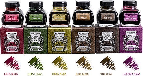 Platinum - Vulpen inkt - Dyestuff 'Classic Ink' - Forest Black - met ...