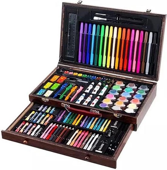 Hayadrop - Knutselset - Kleurpotloden - Verf - Houtenkoffer - 123-Delig ...