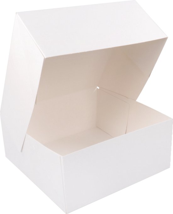 Gebaksdoos | karton | 18x18x8cm | wit | 100 stuks | bol