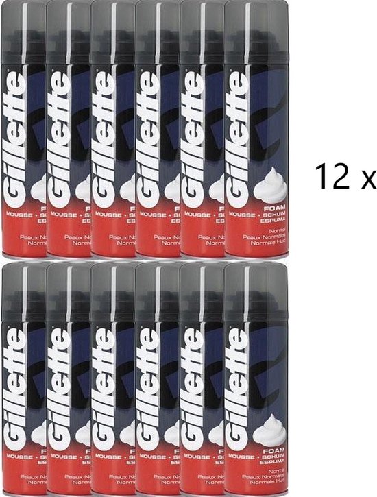 Gillette Basic Scheerschuim Regular Voordeelverpakking 12x 200ml | bol
