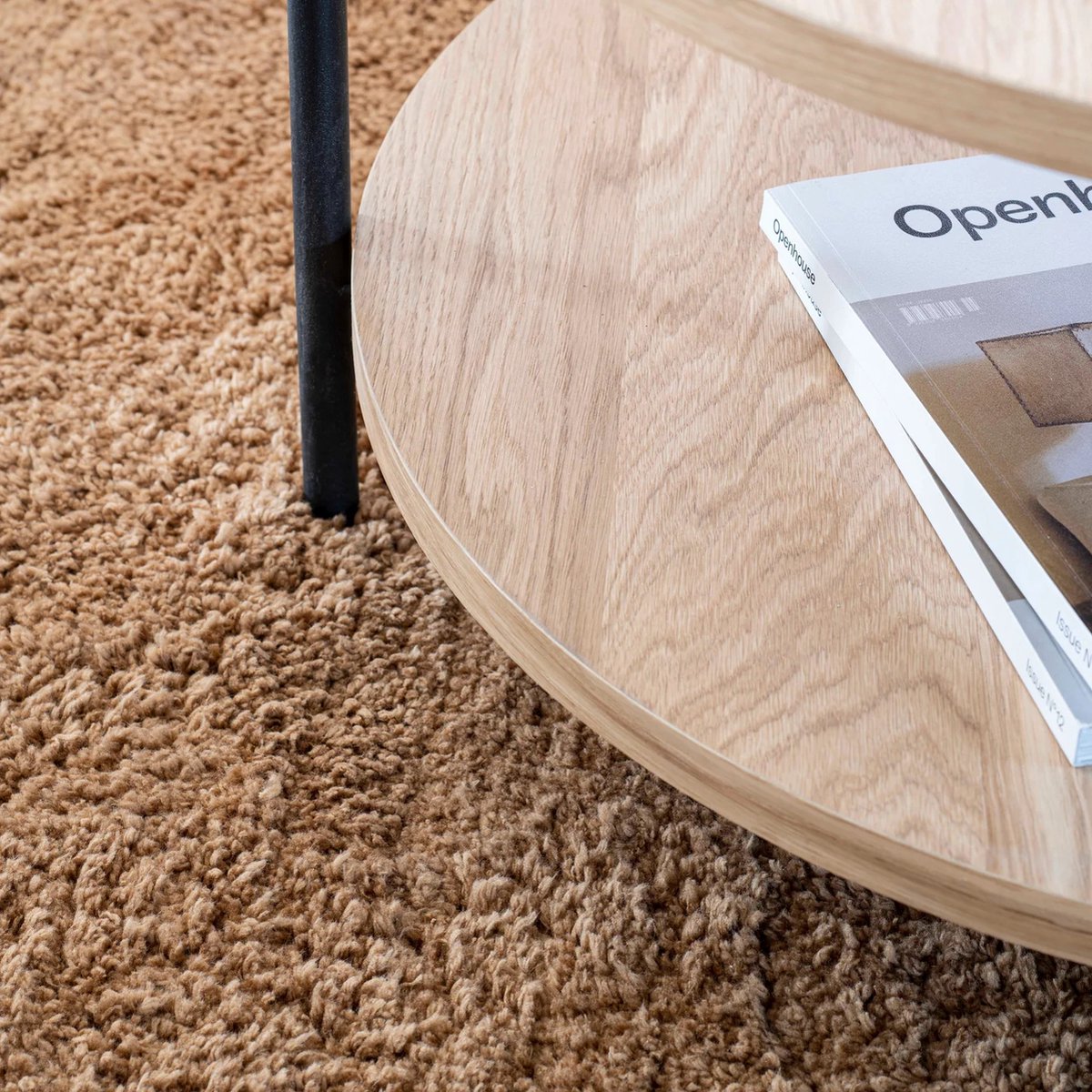 Bodilson Vloerkleed Ren - Hoogpolig - Organische Vorm - Caramel ...