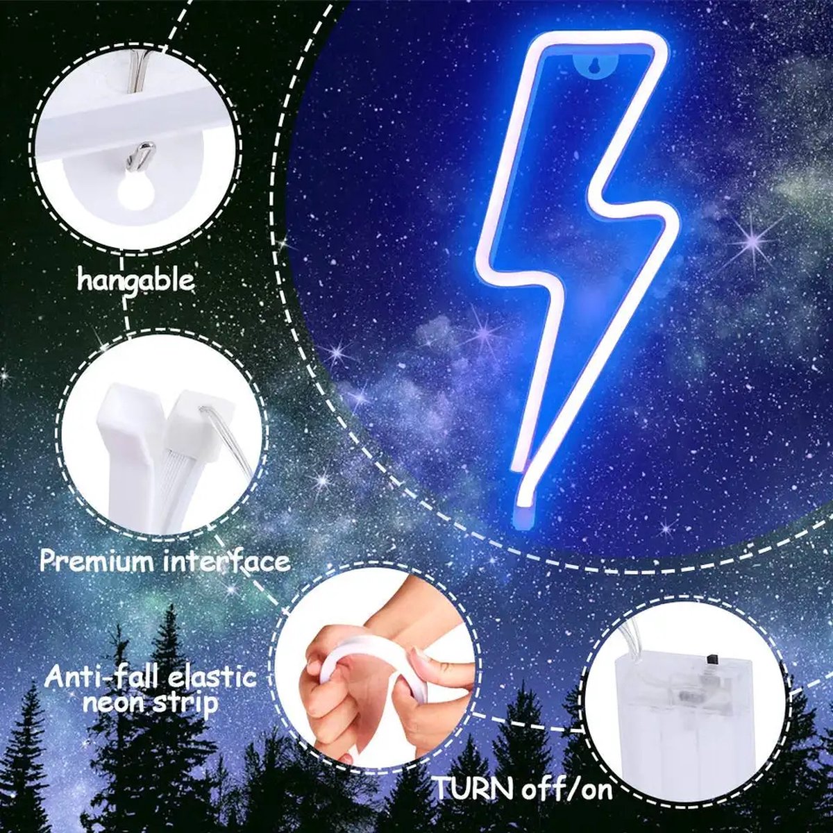 neon sign bliksem - neon sign bliksem blauw - neon verlichting - neon ...