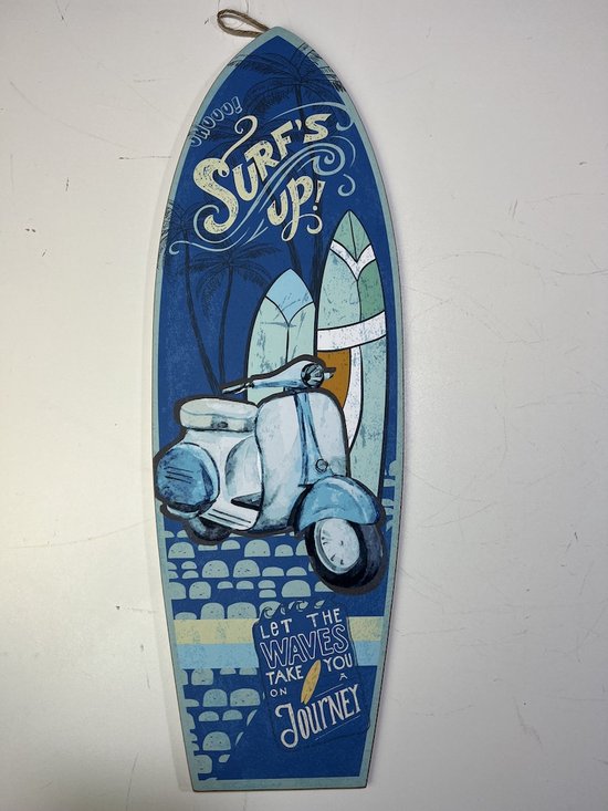 Houten surfplank wandbord surf’s up Vespa look groot | bol