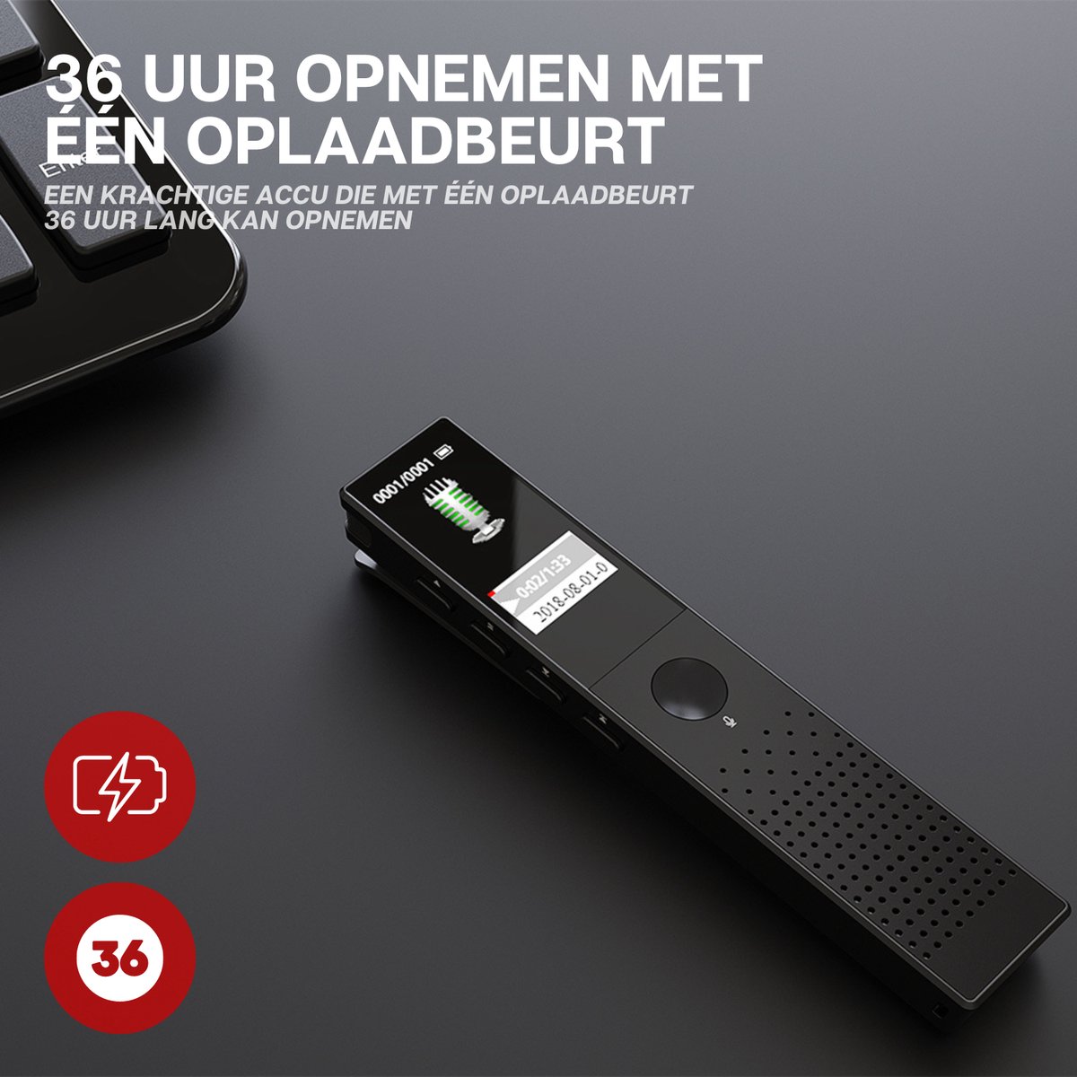 Voice Recorder - Digitale Dictafoon - Audio Recorder - 16 GB - Met USB ...