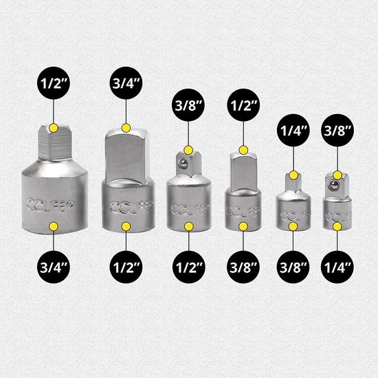 CCLIFE - Adapter inch Dopsleutel - 6 Stuks - Slagschroevendraaier ...