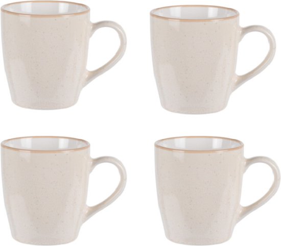 Siaki porseleinen mokken set van 4 in pastel ivoor met reactief glazuur ...