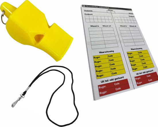 Scheidsrechter Set - Fluit + Scoreblokje + Koord | bol