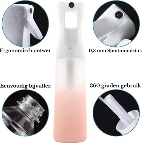 Continu Spray- Spuitfles- Roze- 300ML- CG Methode- Krullen- Kappers | bol