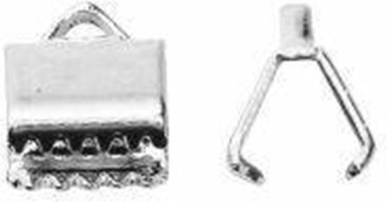 10x koordklem 5 x 5 mm - klemmetjes uiteinde plat koord of geweven band ...