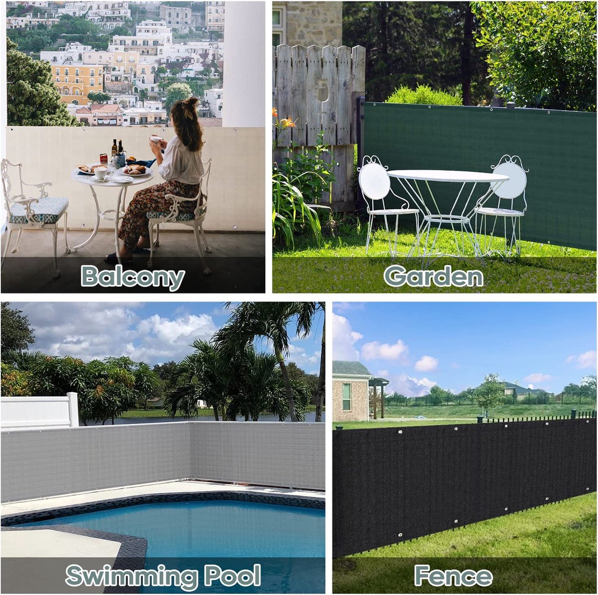 Balkonscherm, ondoorzichtig, wind- en uv-bescherming, weerbestendig, 75 ...