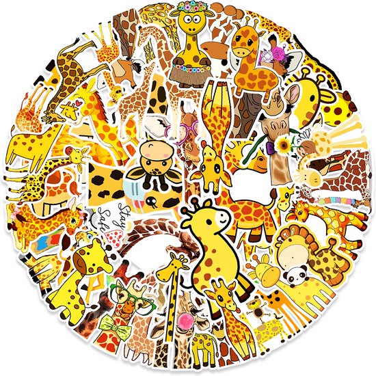 Vrolijke Giraffe Stickers | Set van 50 stuks | Stickermix voor laptop, muur, fiets,... | bol