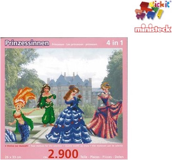 Stick-it Prinsessen, 4 in 1 set, ca. 2.900 steentjes, ophanghaakje en ...