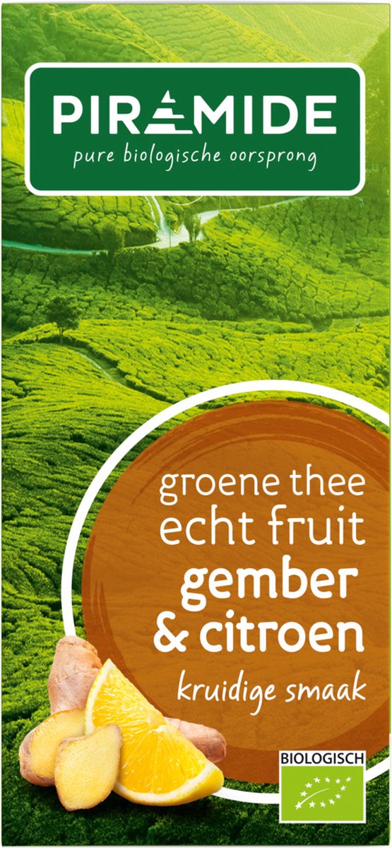 Piramide Biologische Groene Theezakjes Gember Citroen 20 zakjes | bol