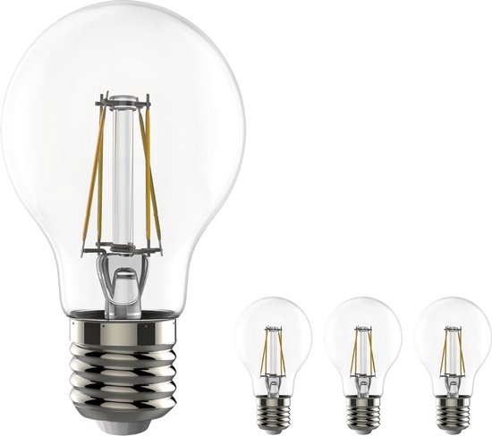 Classic LED Filament Lampen E27 - Helder glas - Dimbaar warm wit licht - 4-PACK | bol