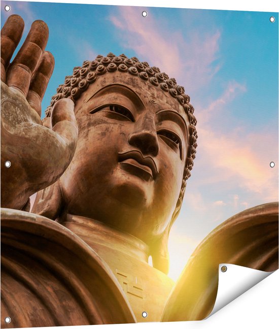 Gards Tuinposter Groot Boeddha Standbeeld van Dichtbij - 90x90 cm ...
