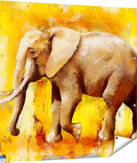 Gards Tuinposter Geschilderde Olifant Olieverf - Abstract - 120x120 cm ...