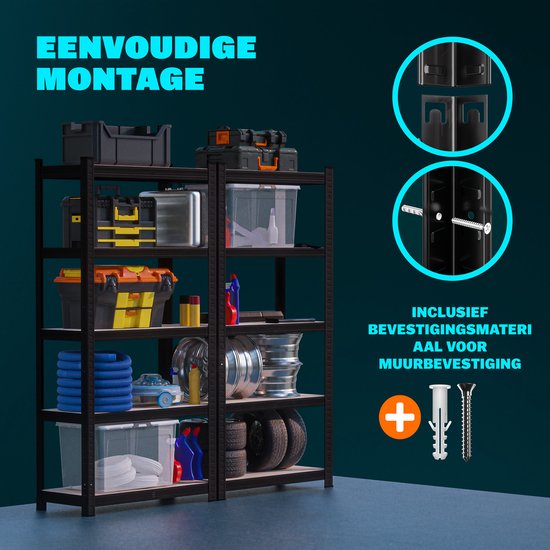 Opbergrek 2 Stuks – Incl. MDF-Planken - 180x90x40 cm Zwart | bol.com