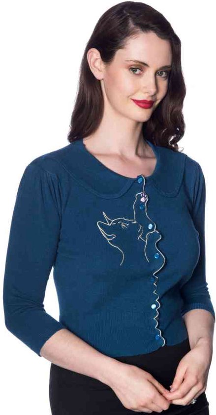 Dancing Days Cardigan -L- CAT SCALLOP COLLAR Blauw | bol.com