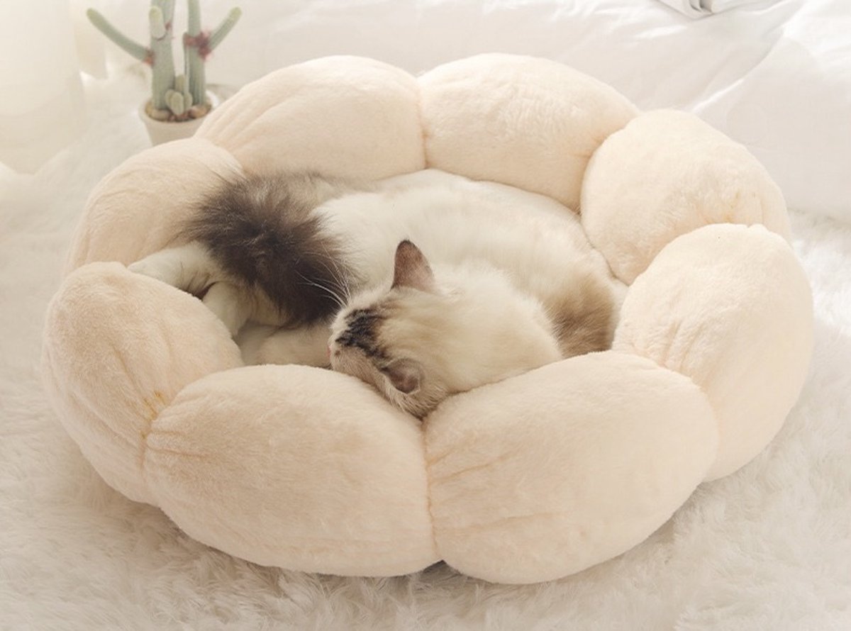 Nixnix - Kattenmand 55cm - Wit/ Licht Roze - Winter - Warm - Slaapzak ...