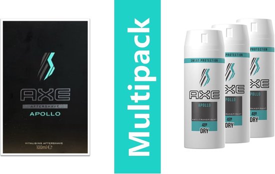 AXE Apollo Dry Pakket - 3 x 150 ml Deo + After Shave 100 ml | bol