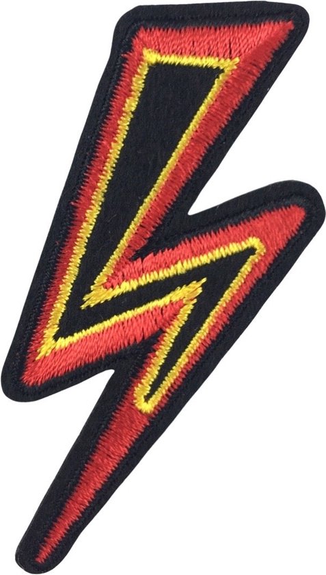 Bliksem Schicht Strijk Embleem Patch Zwart Rood 3.5 cm / 7.3 cm / Rood ...