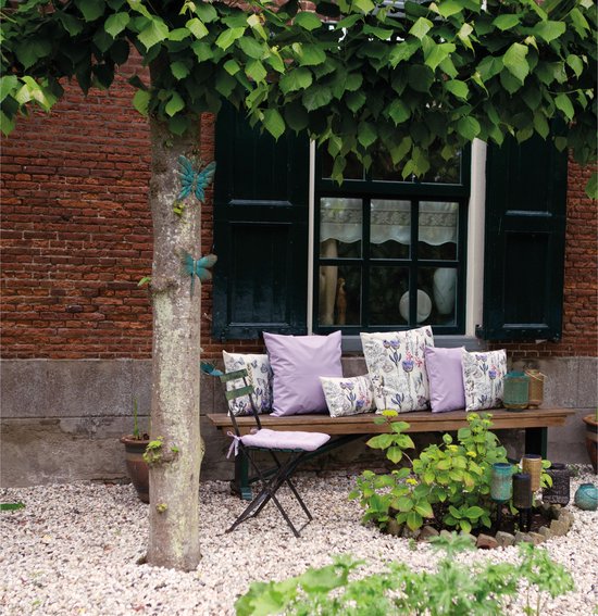 Anna's collection buitenkussen bloem - wit/paars - 60 x 60 cm - Water ...