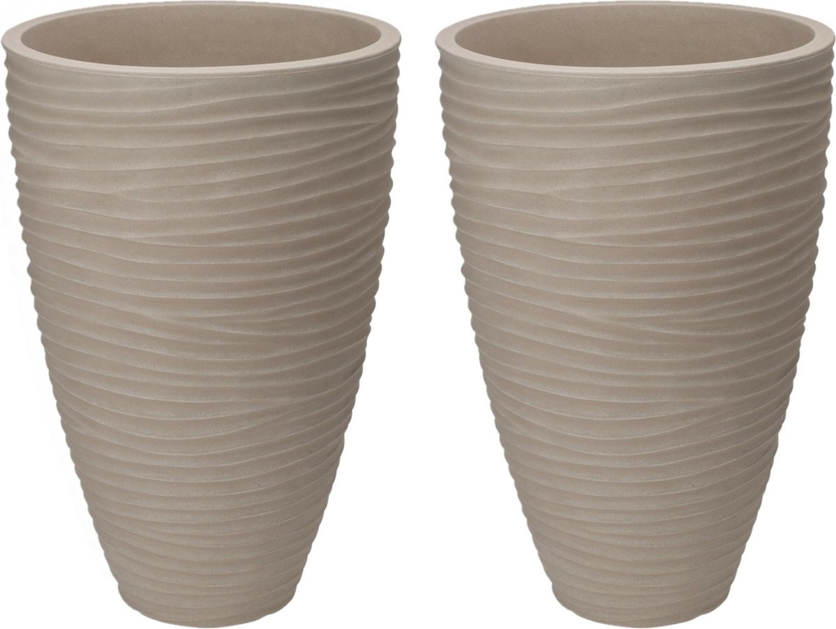 Pro Garden Plantenpot/bloempot Dunes - 2x - Tuin - stevig kunststof ...