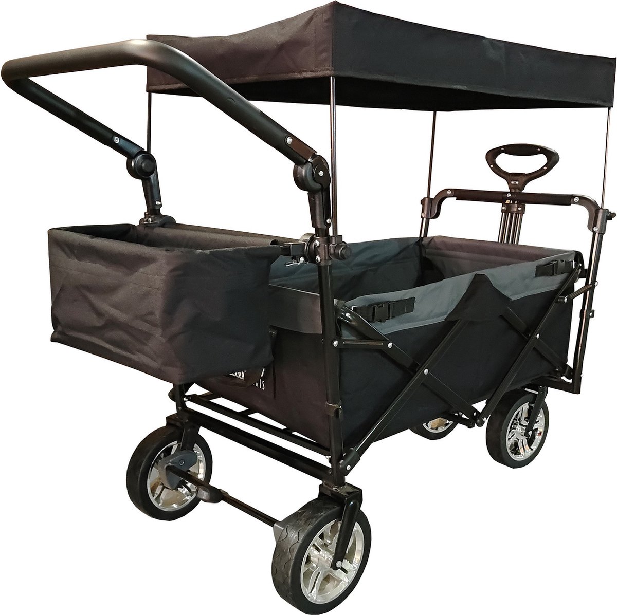 Bolderkar / Bolderwagen Deluxe - Opvouwbaar - met Massieve Luxe Wielen, Rem, Duwstang,... | bol.com