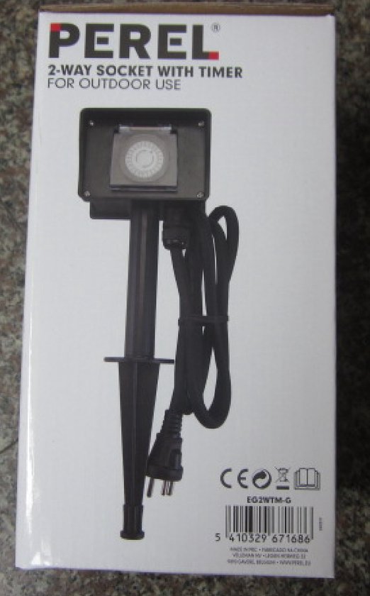 Perel Stekkerdoos voor buiten, timer, aardspies, 2 stopcontacten met randaarde (type... | bol