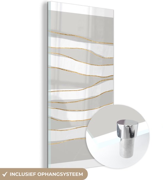 MuchoWow® Glasschilderij 80x160 cm - Schilderij acrylglas - Lijn ...