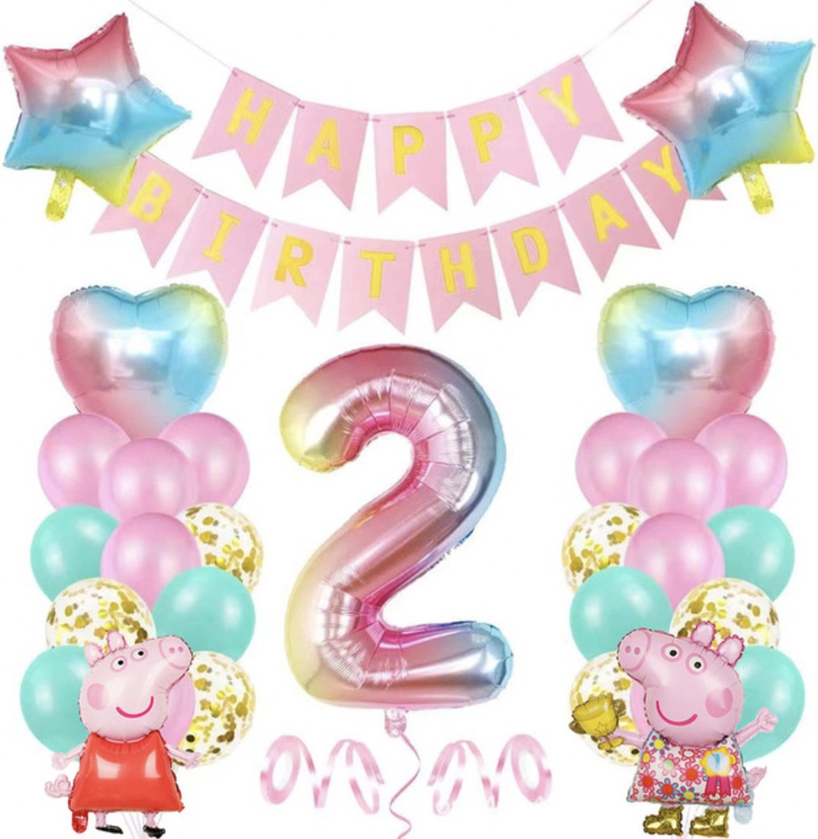 Peppa Pig Feest Pakket - Leeftijd 2 Jaar - 34 Stuks - Peppa Pig Feestje - Peppa Pig... | bol