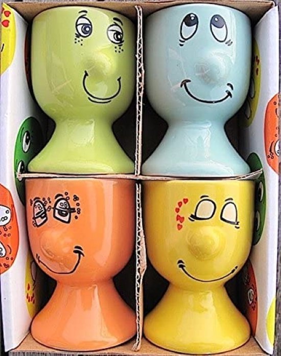 Eierdopjes, 4-delige set, porselein | bol