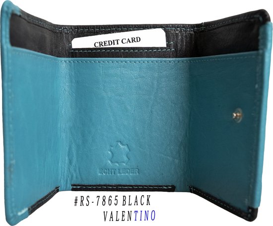 Massi Miliano Portemonnee (klein) Unisex Nappa Leer Zwart/Aqua - ( MMRS ...