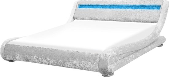 AVIGNON - Futon tweepersoonsbed LED - Zilver - 180 x 200 cm - Fluweel | bol