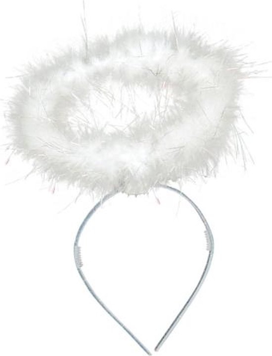 Engelen aureool op beugel - wit met zilver | bol