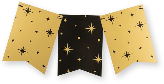 Paperdreams - Classy party flag banner gold/black - Stars | bol