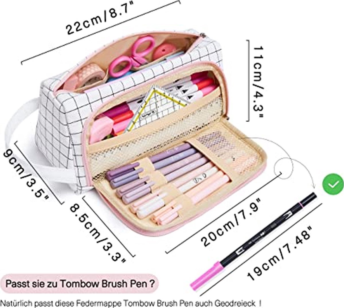 KALIDI etui, grote capaciteit, 2 vakken, uniseks etui, etui ...