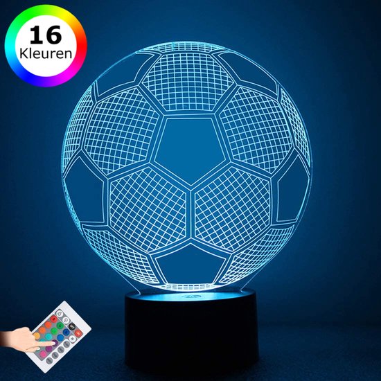 lumi 3D Lamp - 16 kleuren - Voetbal - Bal - LED Illusie - Bureaulamp ...