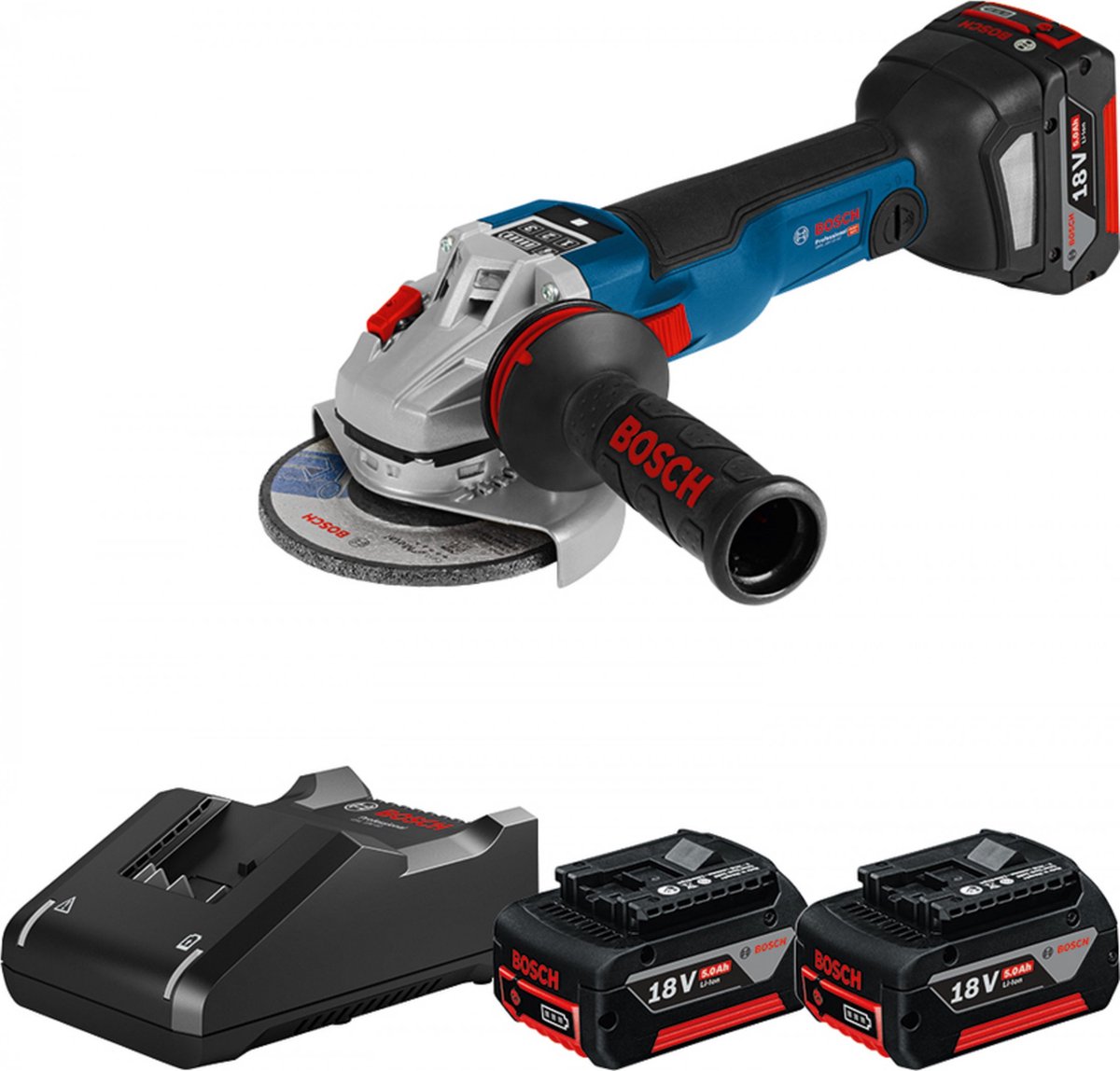 Bosch accu haakse slijpmachine - GWS 18V-10 SC - 18V - incl. 5.0 accu's ...