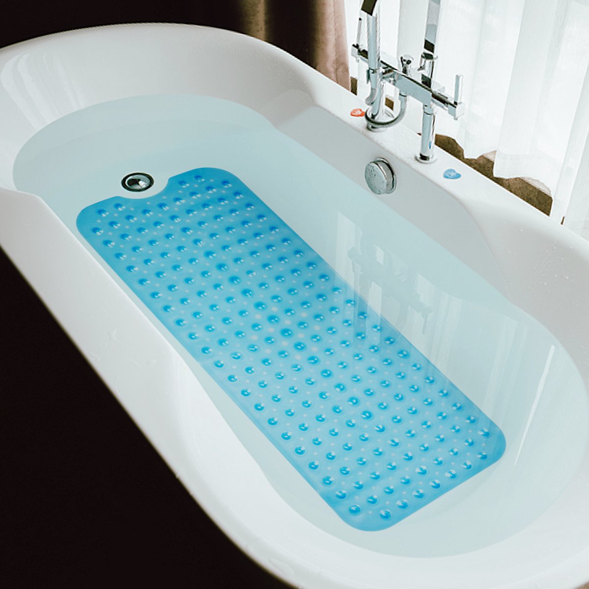 Antislip Douchemat-Mat voor in de Badkamer-Badmat Wit/Blauw met ...