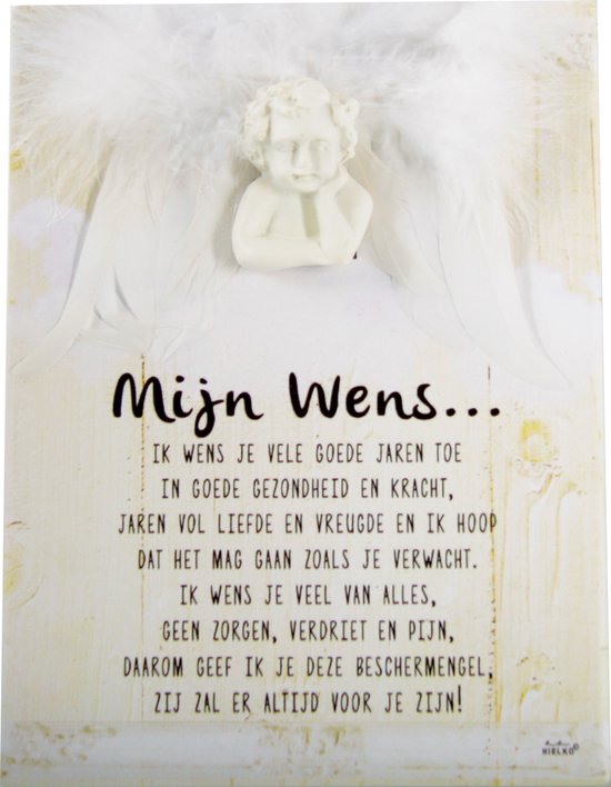Beschermengel op tegel met uniek gedicht Mijn Wens - Wens - dankjewel- New Dutch® | bol