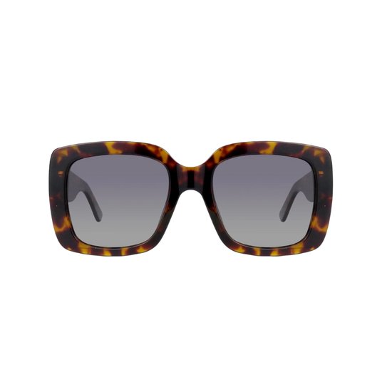 Duzara - Model SOHO - Vierkante zonnebril met bruine frame en donkere ...