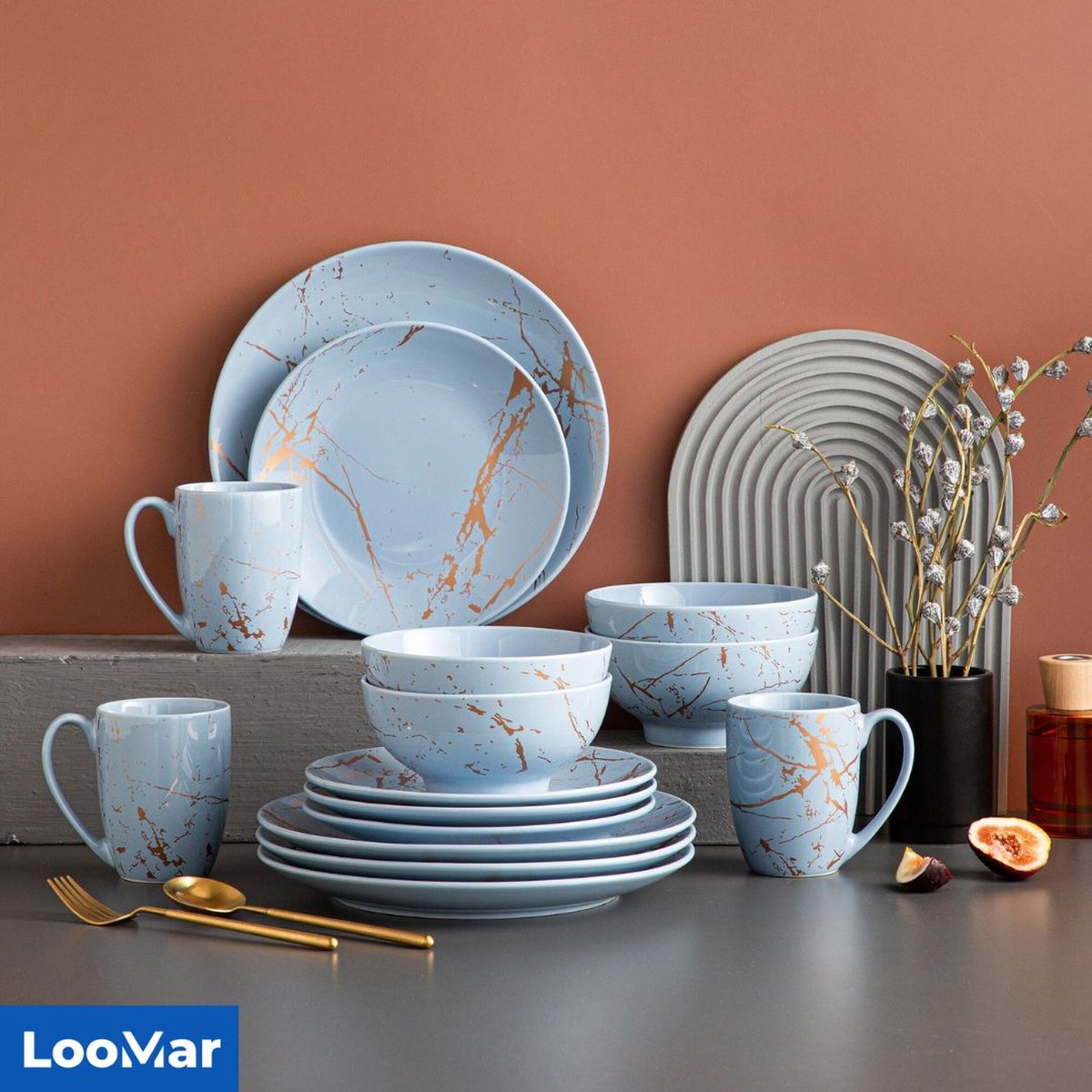 LooMar Luxe Serviesset – 32 delig – 8 persoons – Porselein - Bordenset ...