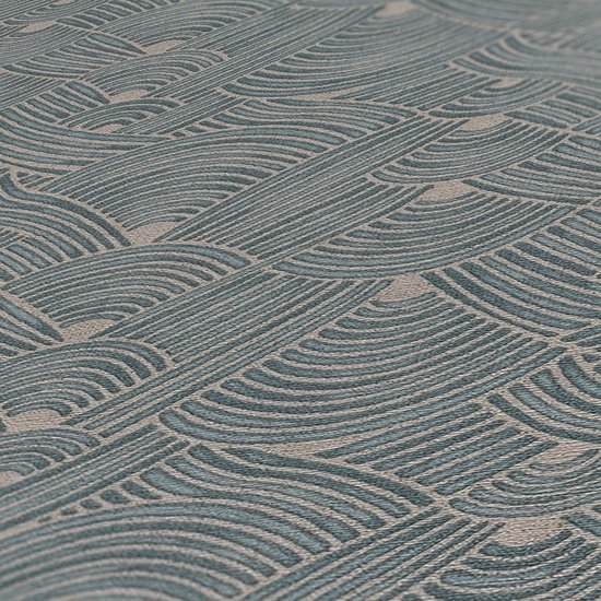 GOLVEN BEHANG | Grafisch - blauw beige - A.S. Création Nara | bol