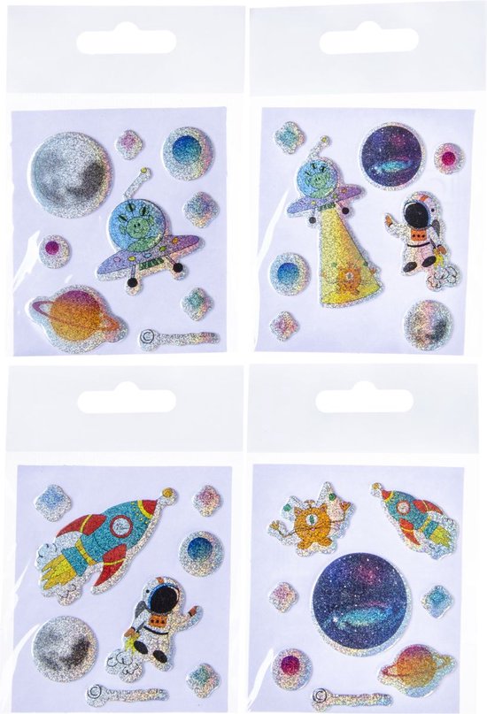100 Vellen Ruimte Stickers - 4 Varianten - Uitdeelcadeaus ...