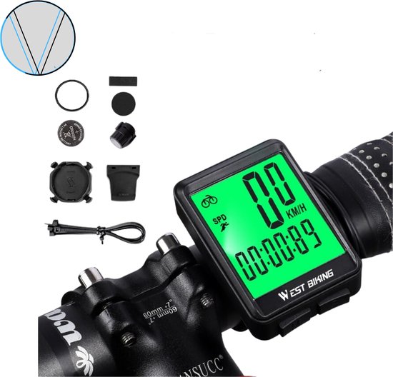 Kilometerteller Fiets - Fietscomputer Draadloos - Snelheidsmeter Fiets ...