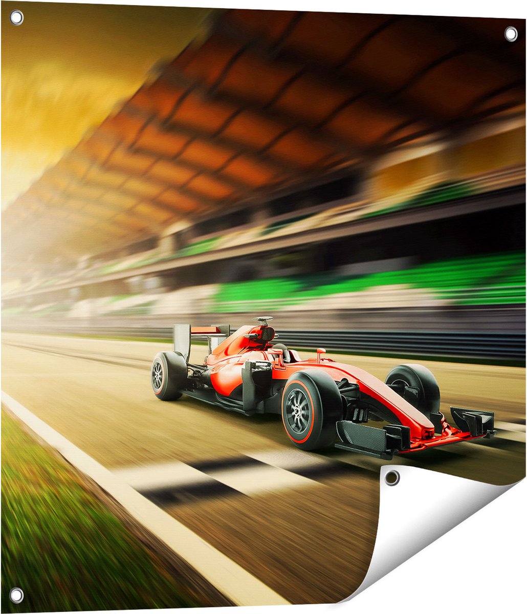 Gards Tuinposter Formule 1 Auto bij de Finish in het Rood - 70x70 cm ...