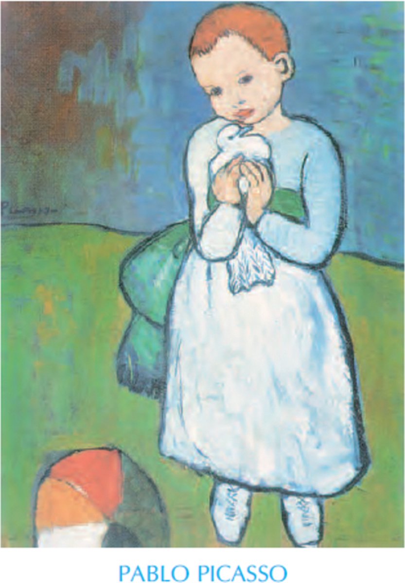 Mini kunstposter - Pablo Picasso - Meisje met duif - 24x30 cm | bol