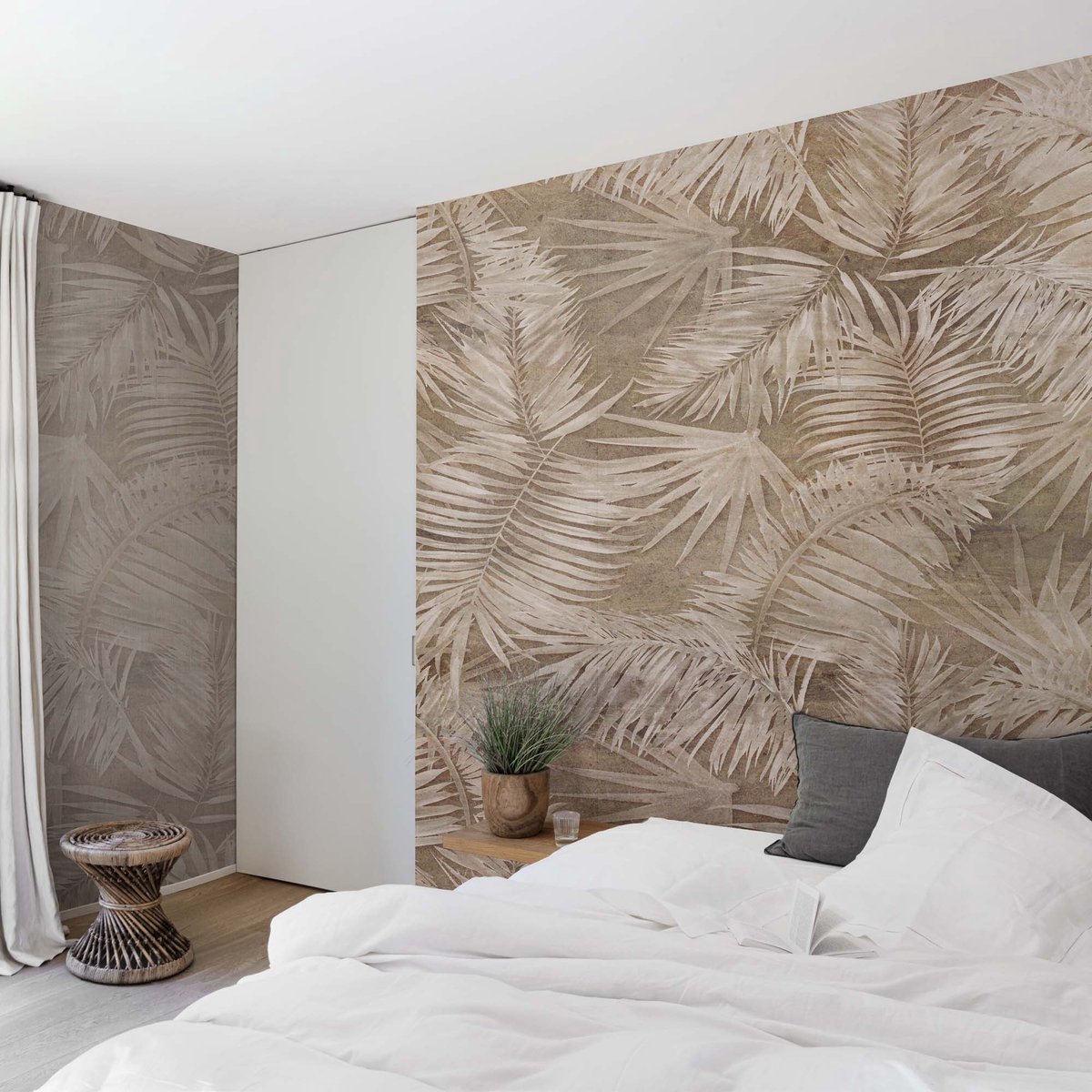 WallHaus - Jungle Behang Palm Leaves - Beige - Vliesbehang - 200cm x ...